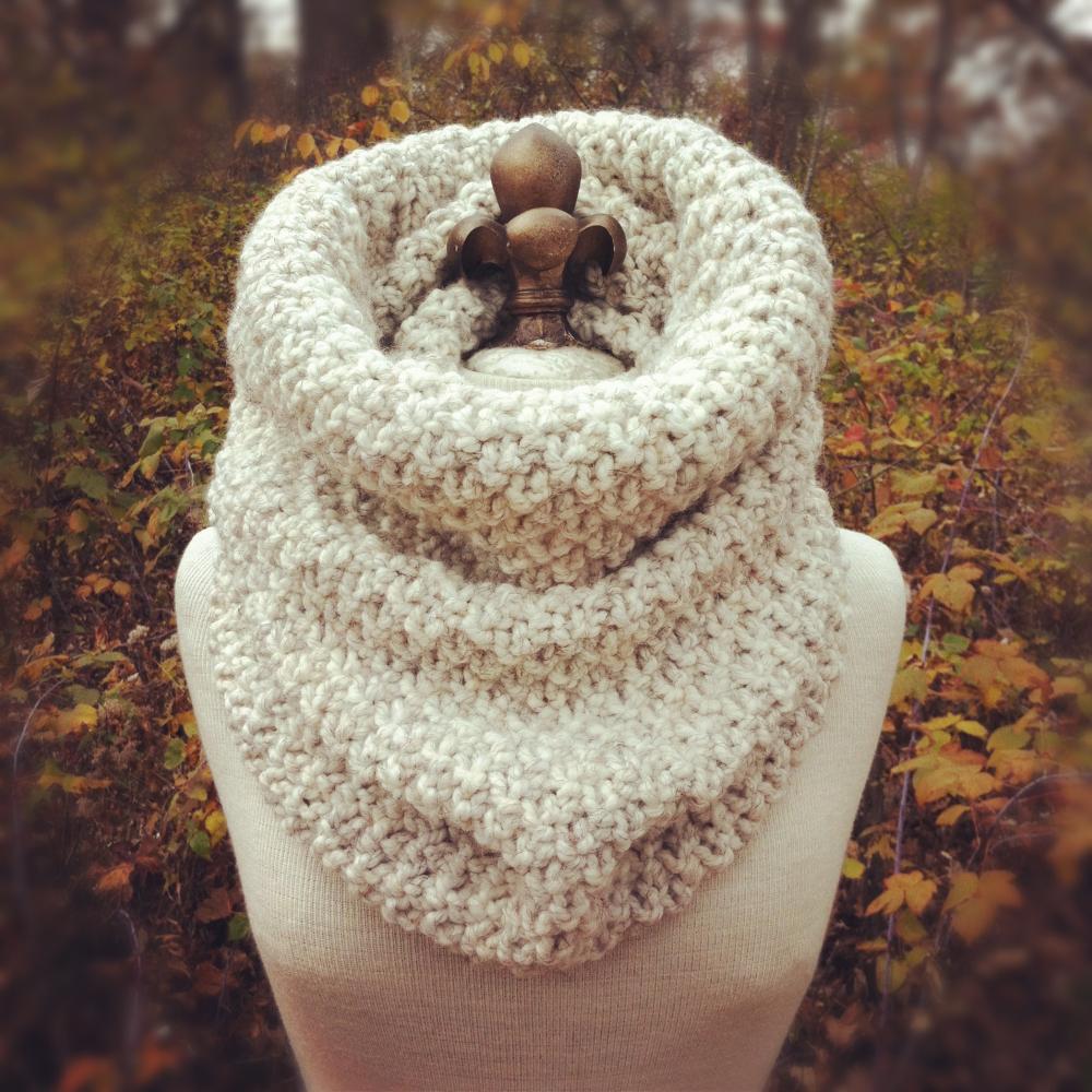 Oversized Chunky Cowl Snood Hood Scarf - Wheat on Luulla