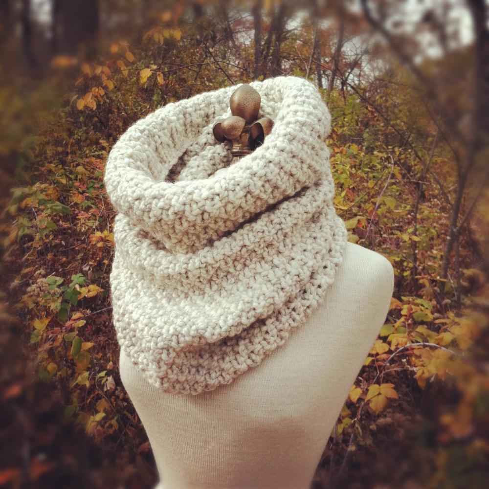 Oversized Chunky Cowl Snood Hood Scarf - Wheat on Luulla