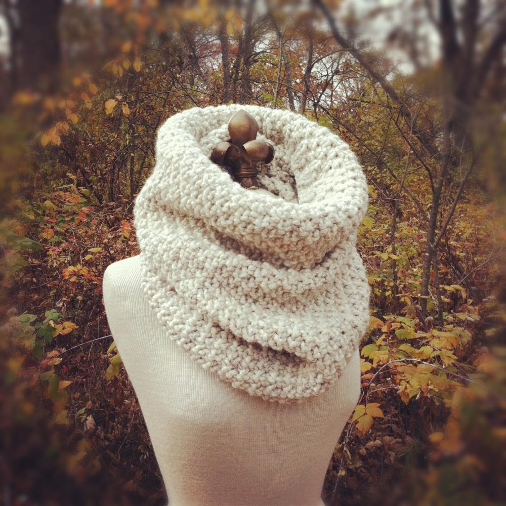 Oversized Chunky Cowl Snood Hood Scarf - Wheat on Luulla